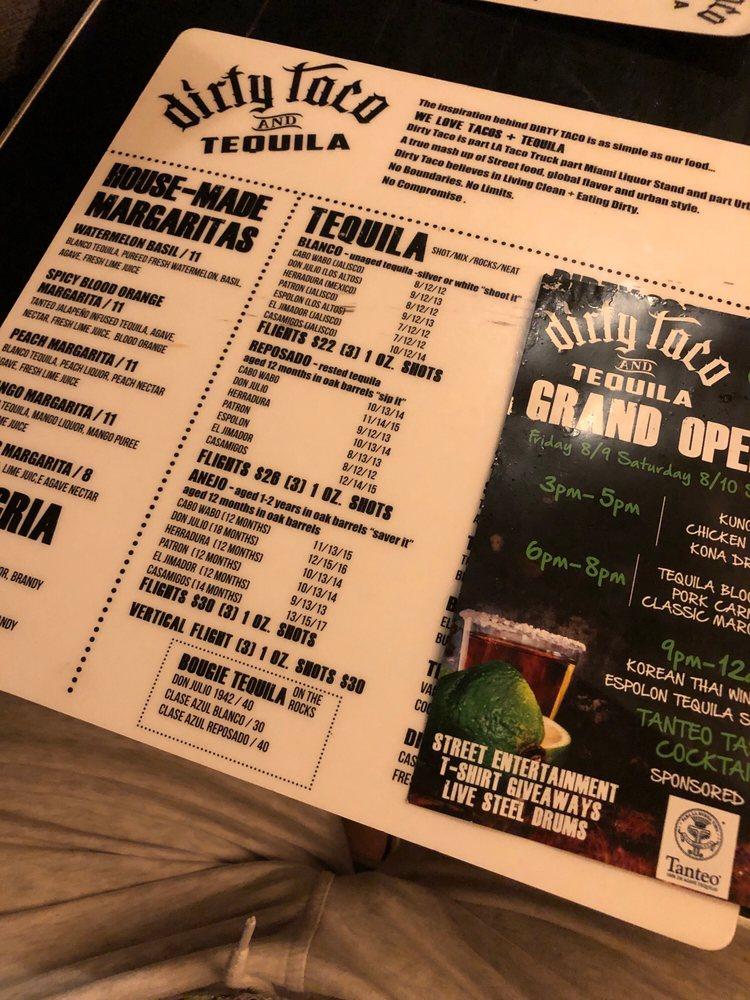 Menu at Dirty Taco + Tequila pub & bar, Wantagh