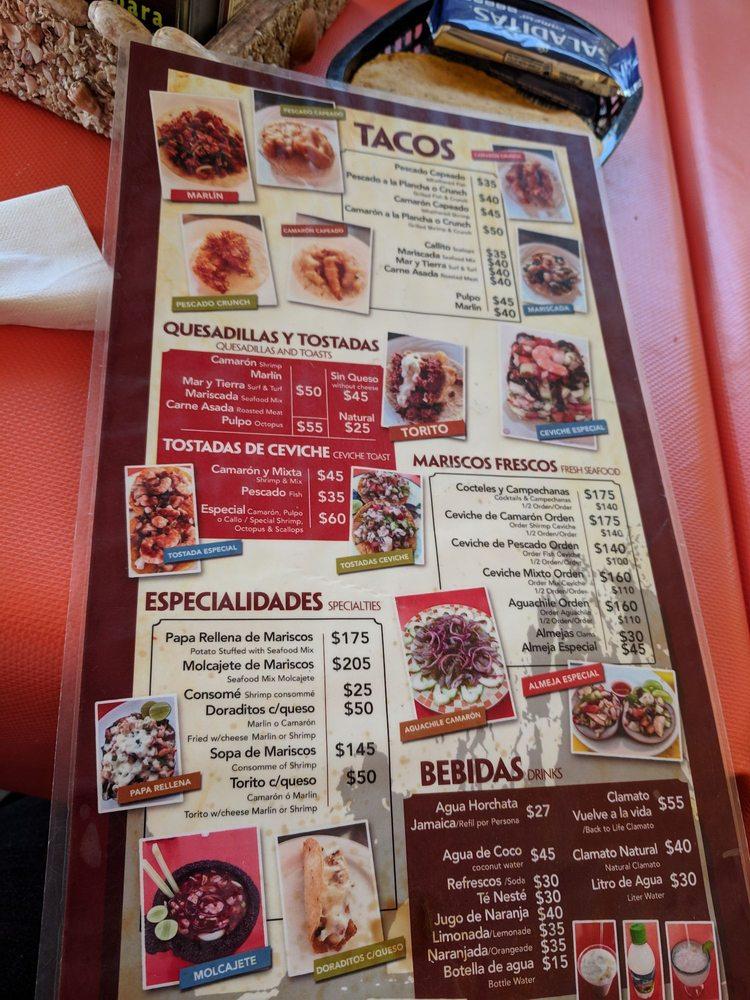 Menu at Los Claros restaurant, Cabo San Lucas, Ignacio Zaragoza