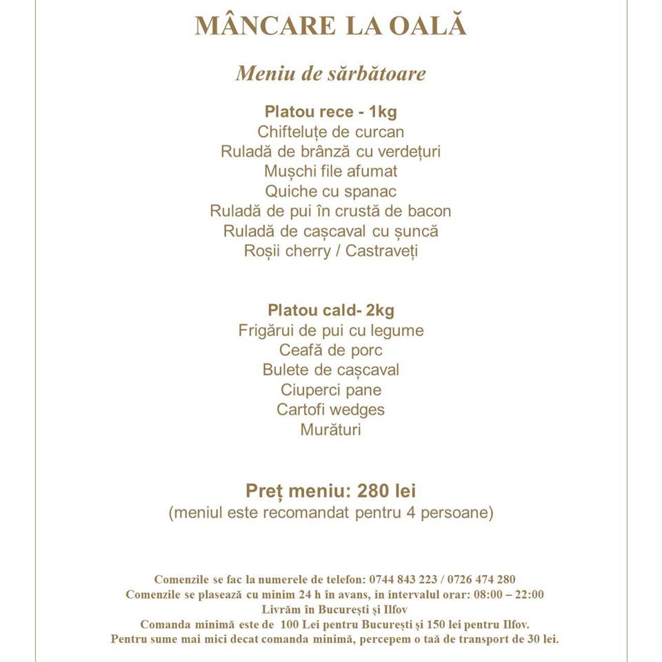 Menu at The Ace, Bucharest