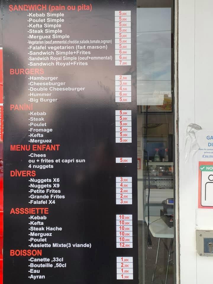 Menu at Happy Kebab restaurant, Nantes