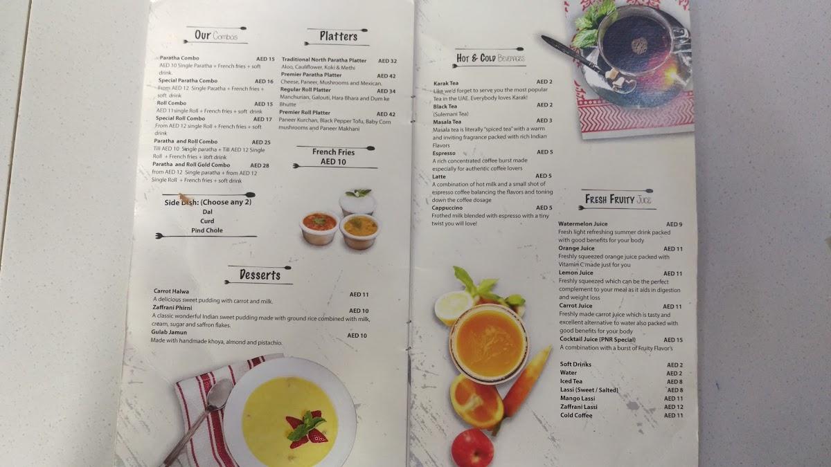 Menu at PNR - Paratha N' Rolls - Meena Bazaar restaurant, Dubai, 102 ...