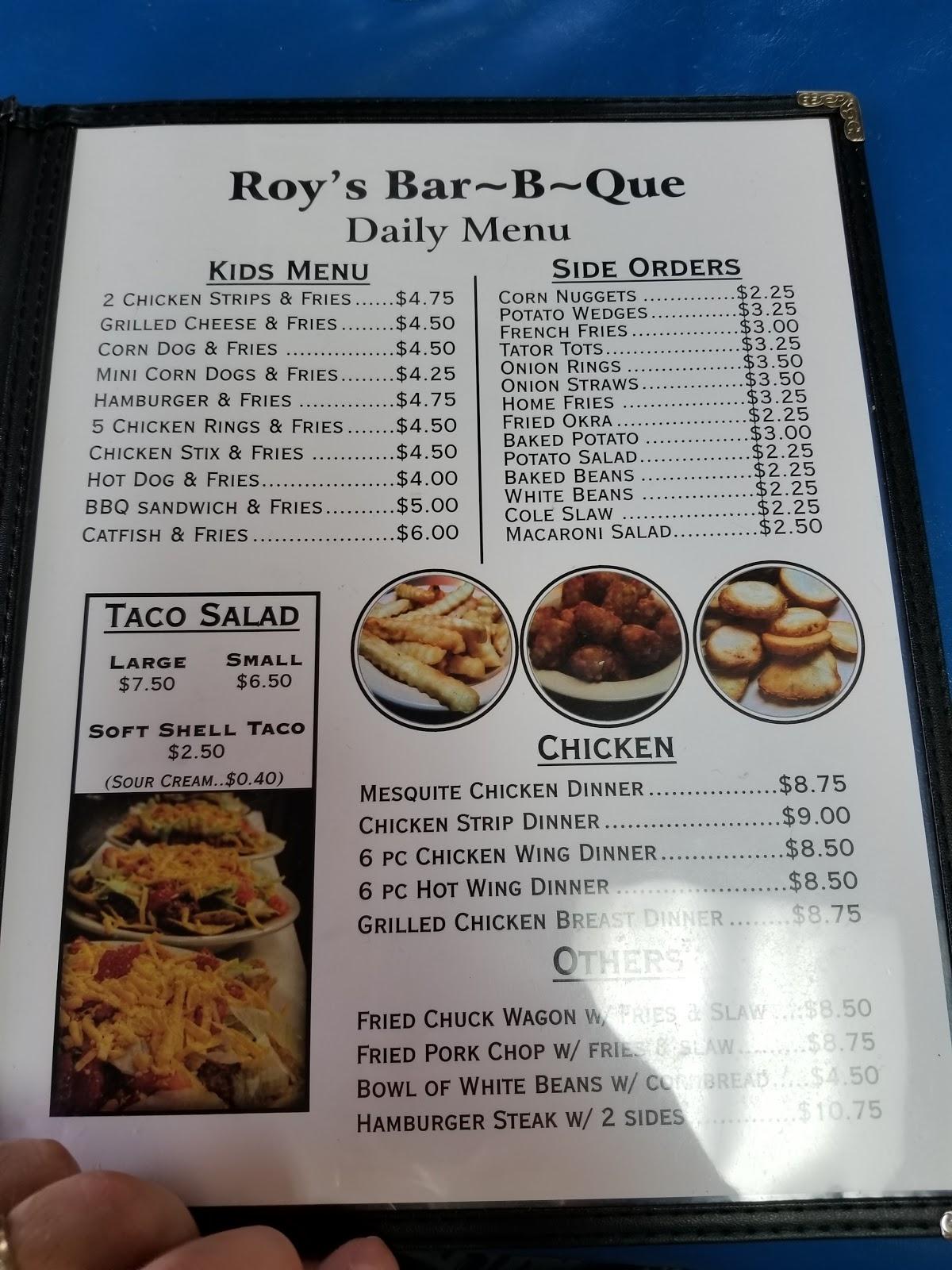 Menu at Roy's Bar-B-Que, Russellville