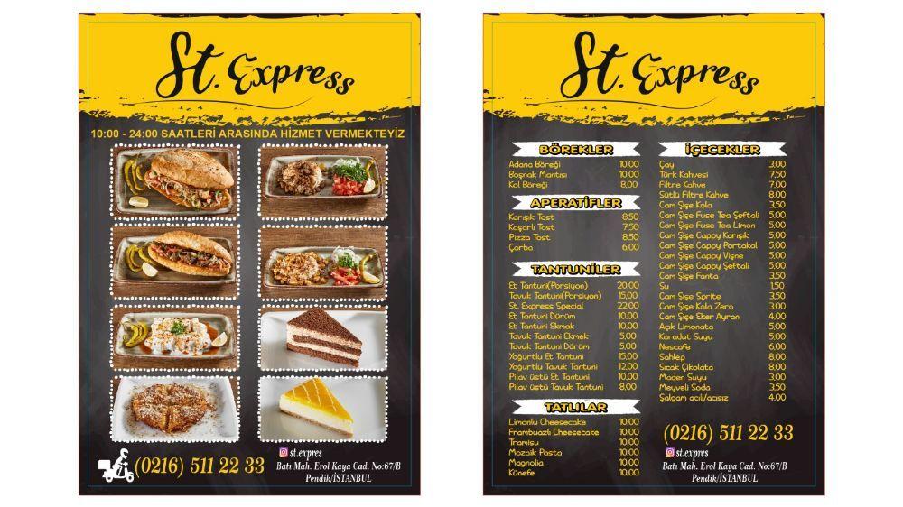 Menu at ST Express - Tantuni - Çorba - Börek - Künefe, Batı Mahallesi