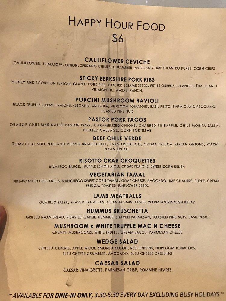 Menu at The Twisted Fork restaurant, Reno