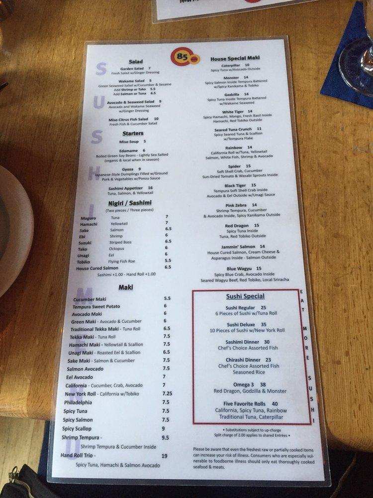 Menu at 85 Main restaurant, Putnam, 85 Main Street