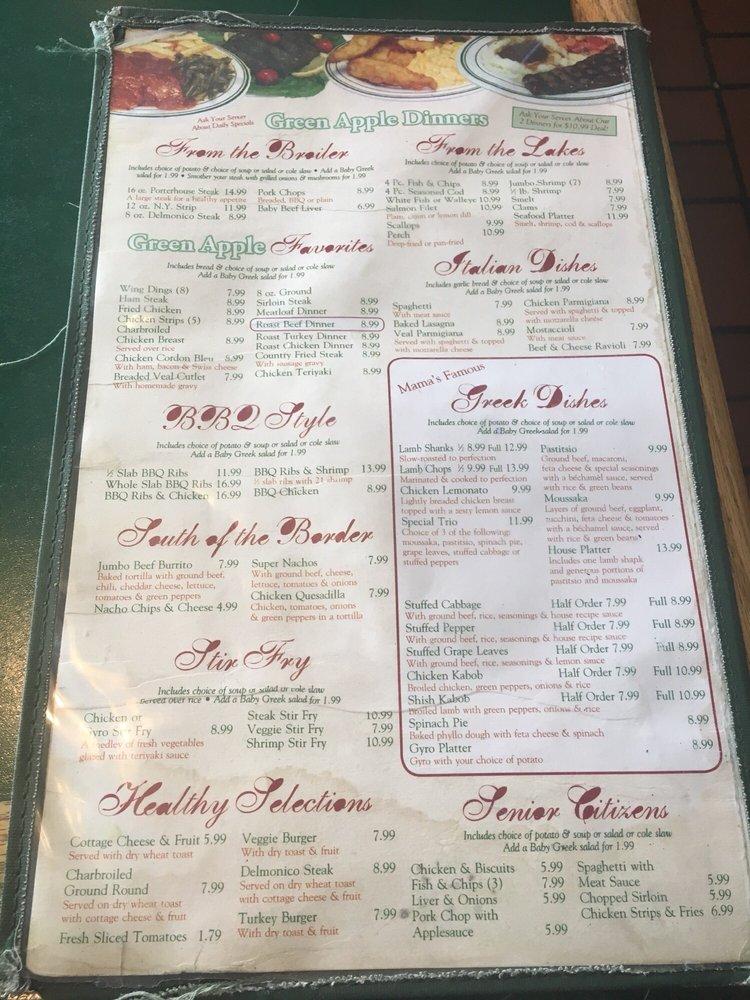 Menu at Green Apple Cooley Lake restaurant, Waterford Township, Cooley ...