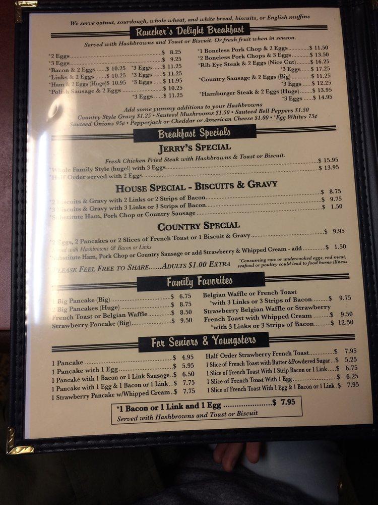 Menu at McCrae's Country Cafe, Gresham