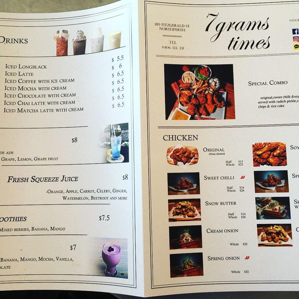 Menu at 7 Grams Restaurant, North Perth