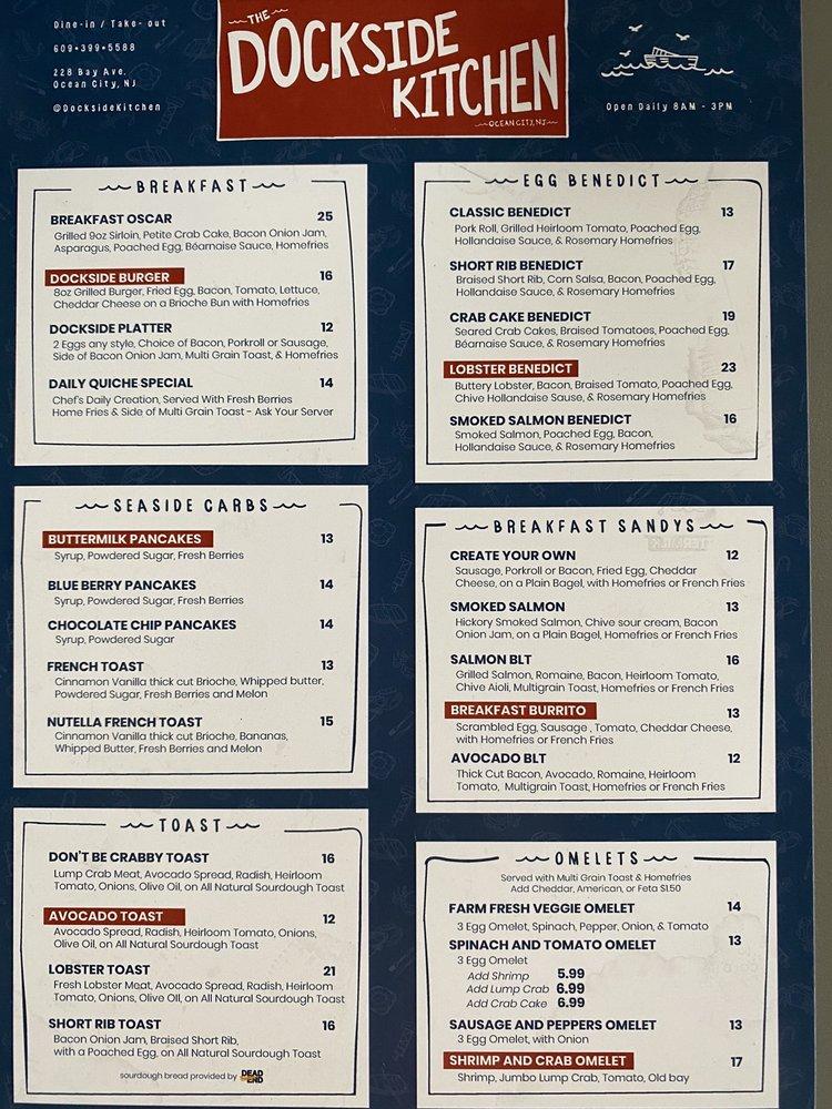 Menu at Dockside Kitchen restaurant, Ocean City