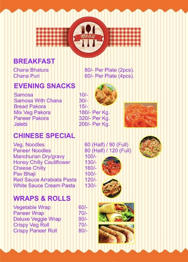 Menu at FATEH SWEETS BAKERY & FASTFOOD, Landran