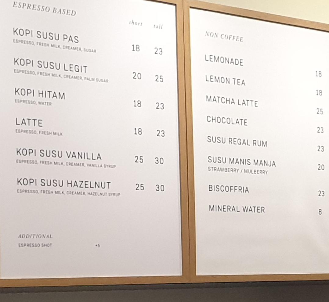 Menu at Kopi Kurang Lebih Karawang, Karawang