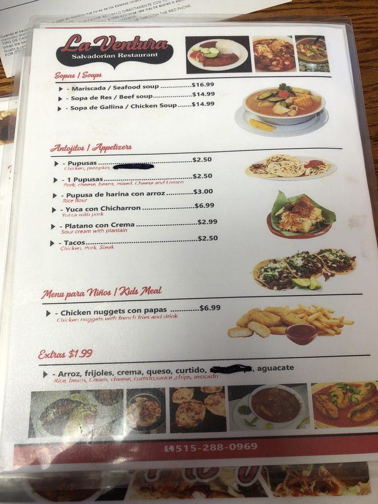 Menu at La Ventura restaurant, Perry
