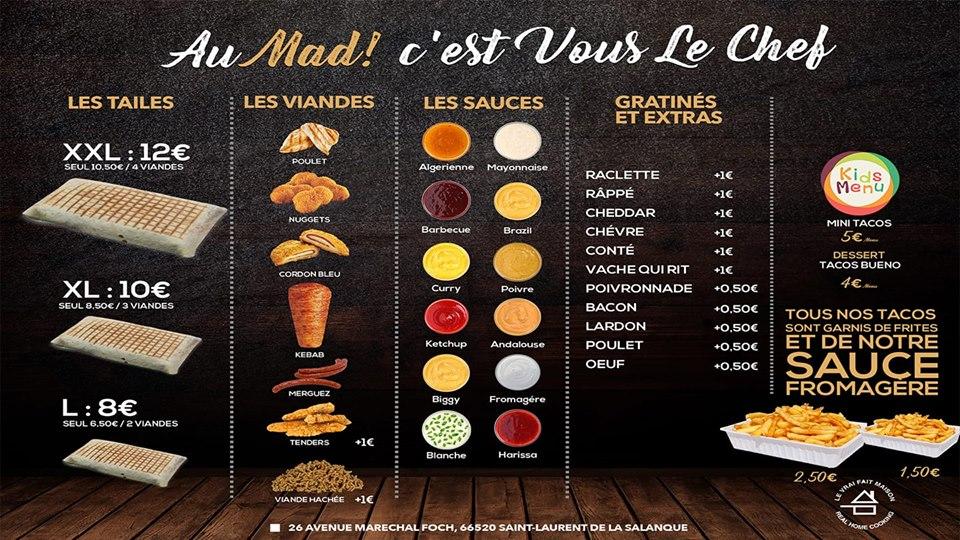 Menu au Le Mad Saint-Laurent de la Salanque restaurant, Saint-Laurent ...