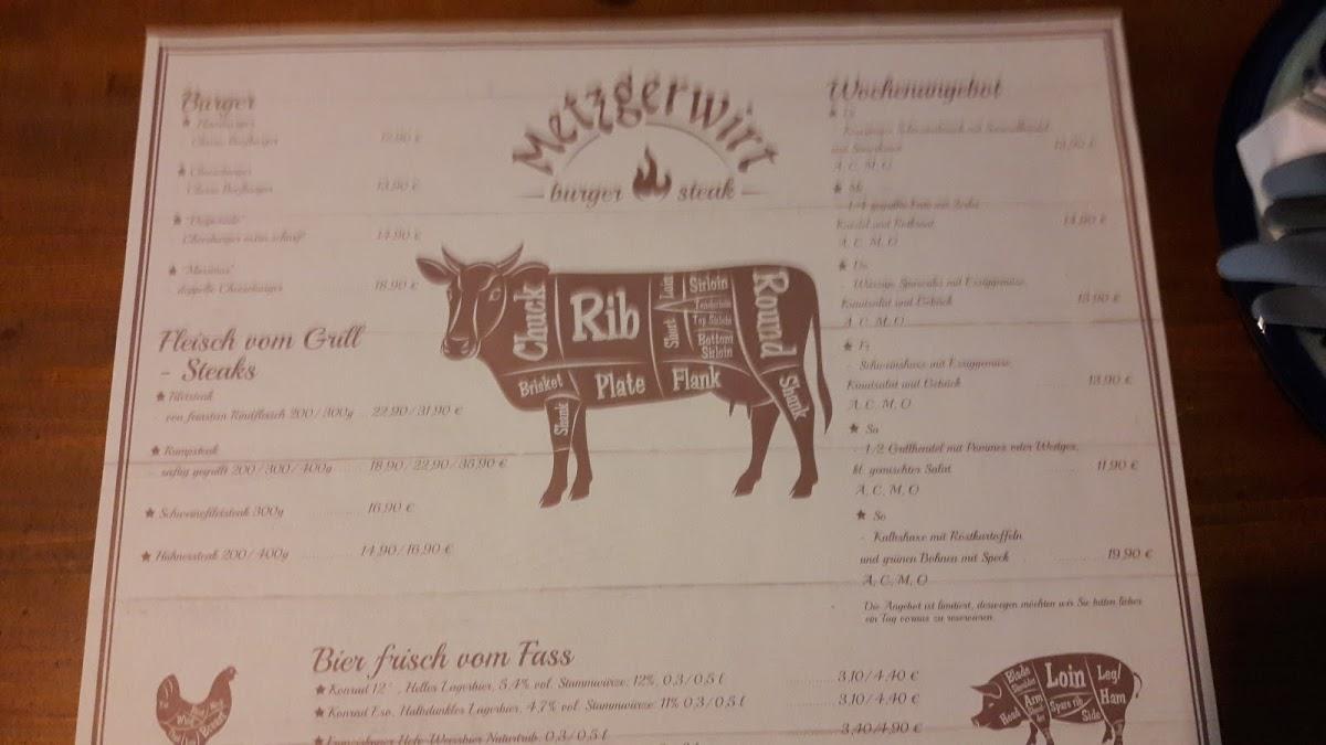 Menu at Metzgerwirt Steakhaus, Tux