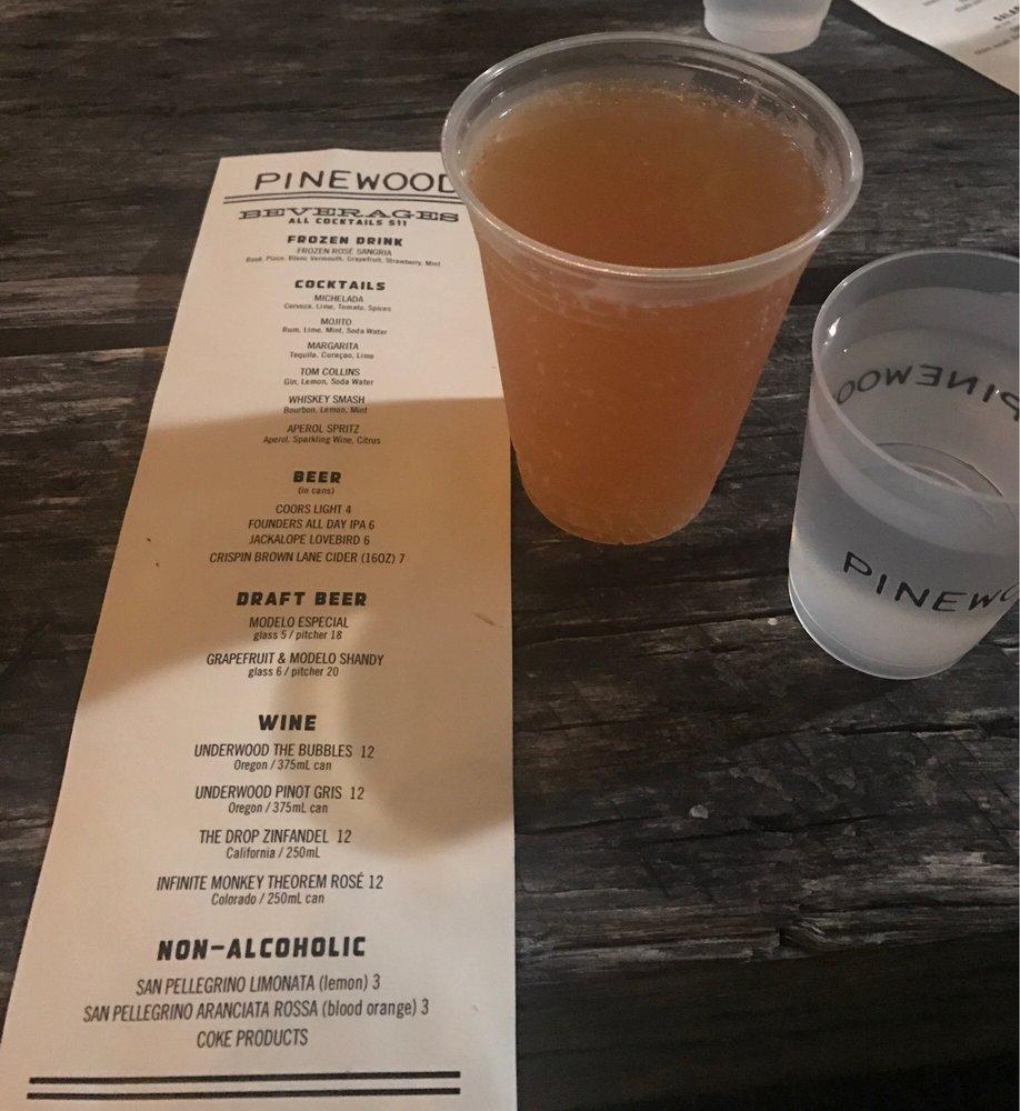 Menu at Pinewood club, Nashville