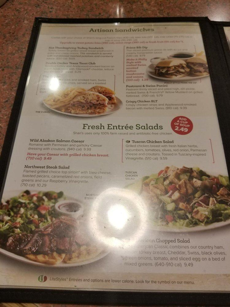 Menu at Shari's Cafe and Pies, Nampa