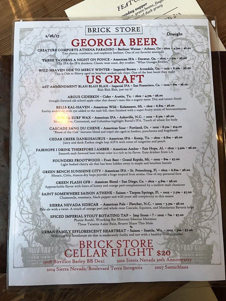 Menu at Brick Store Pub, Decatur