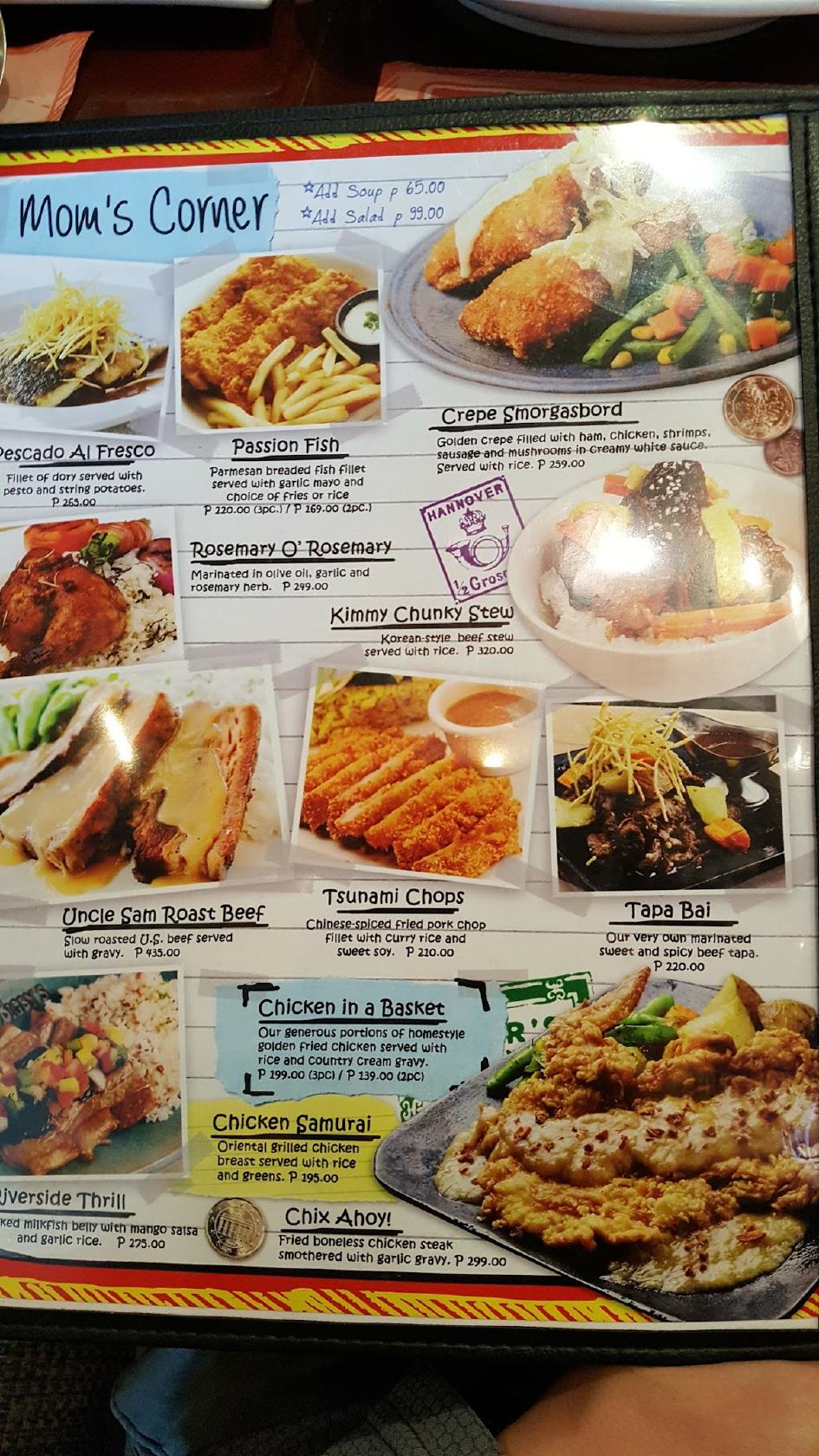 Menu at Bigby's Cafe, Cebu City, ayala center cebu