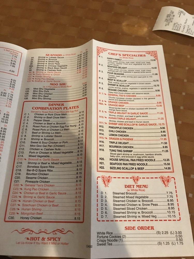 Menu at China Park restaurant, Winter Haven, Cypress Gardens Blvd