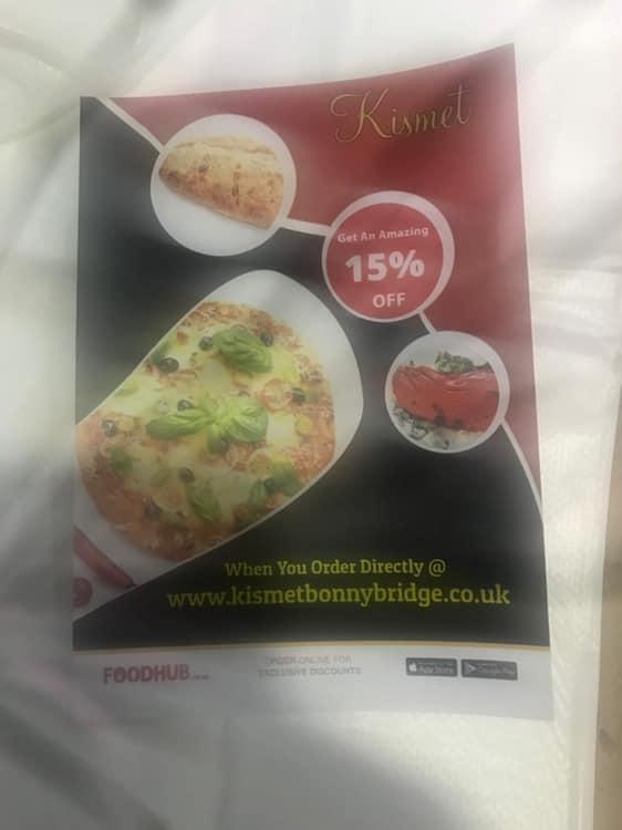 Menu at Kismet fast food, Bonnybridge