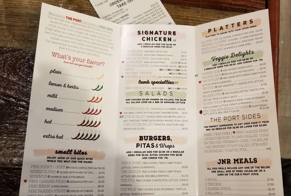 Menu at The Port Of Peri Peri restaurant, Fremont
