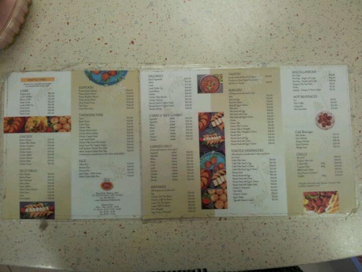 Menu at Bibi's Restaurant, Cape Town