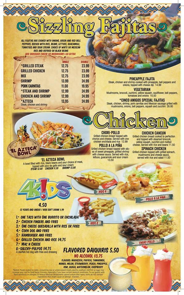 Menu at El Azteca Mexican Restaurant, Haysville