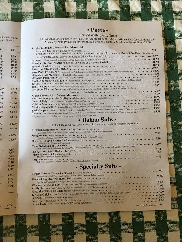 Menu at Maggio's Pizza pizzeria, Big Bear Lake, Big Bear Blvd
