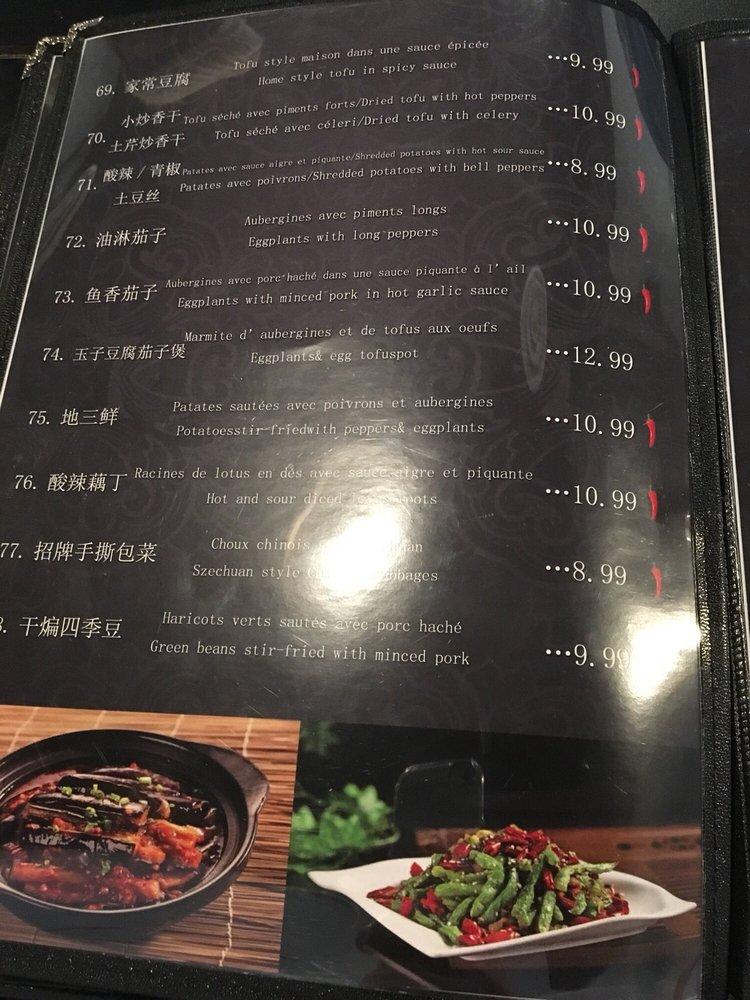 Menu at Tian Fu Restaurant, Brossard