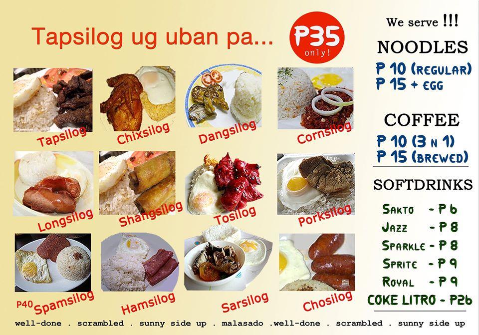Carta del restaurante Zab Silog Express, Cebú