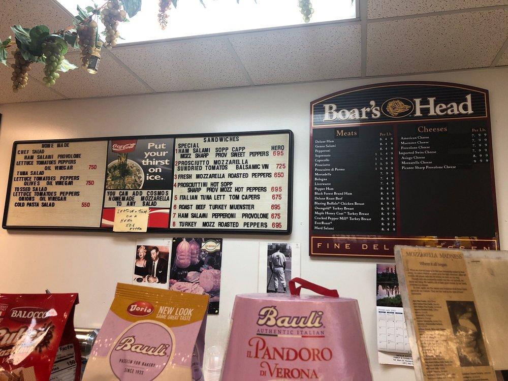 Menu at Cosmo's Italian Salumeria restaurant, Hackensack