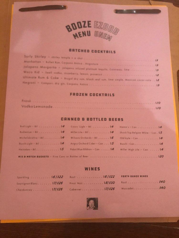 Carta del restaurante Poindexter Coffee, Iowa City