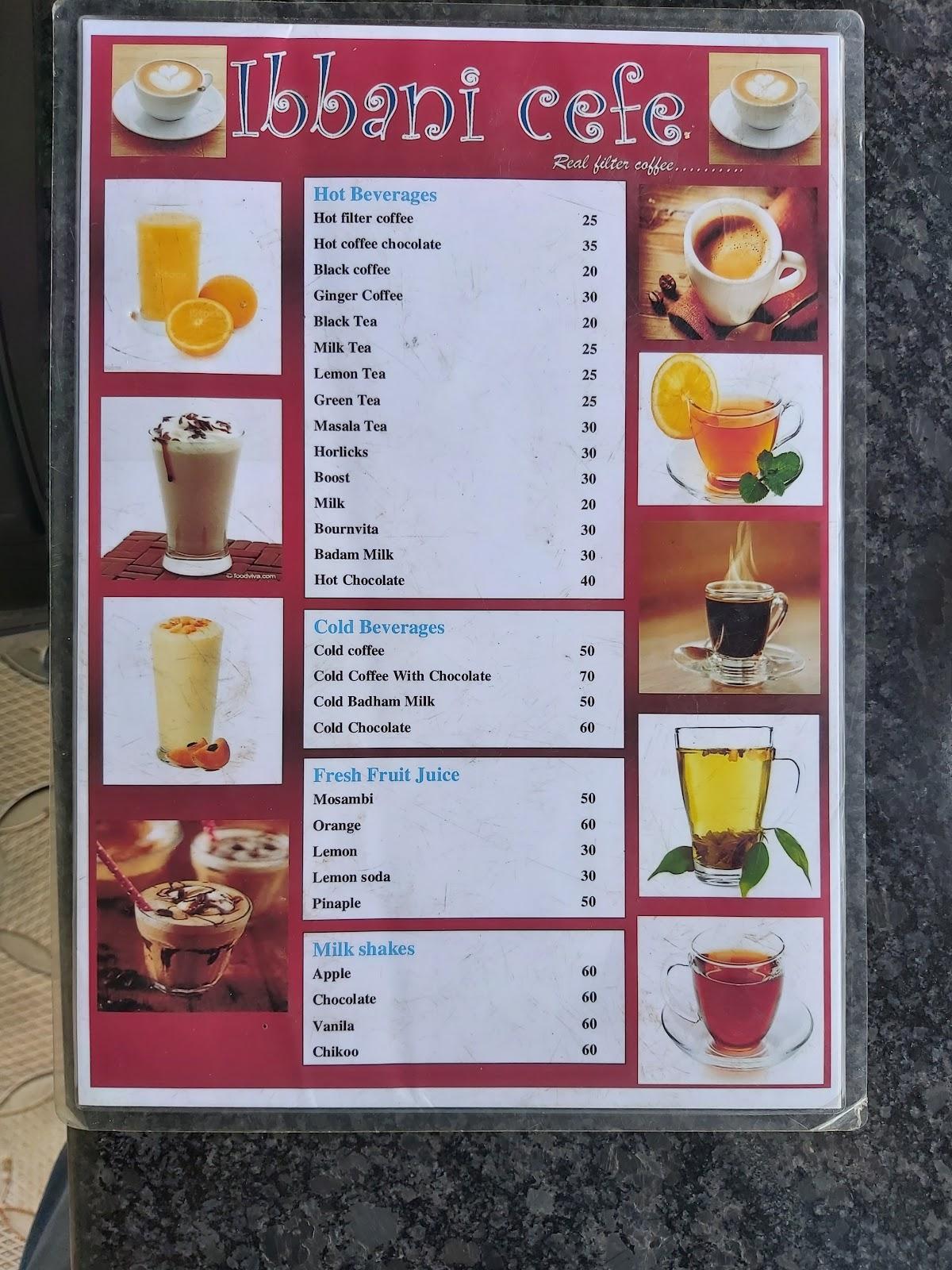 Menu at Ibbani Cafe, Mudigere, NH73