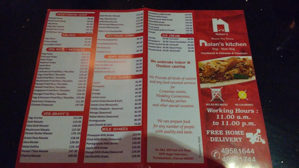 Menu at Nalan's Kitchen, Chennai, No. 3