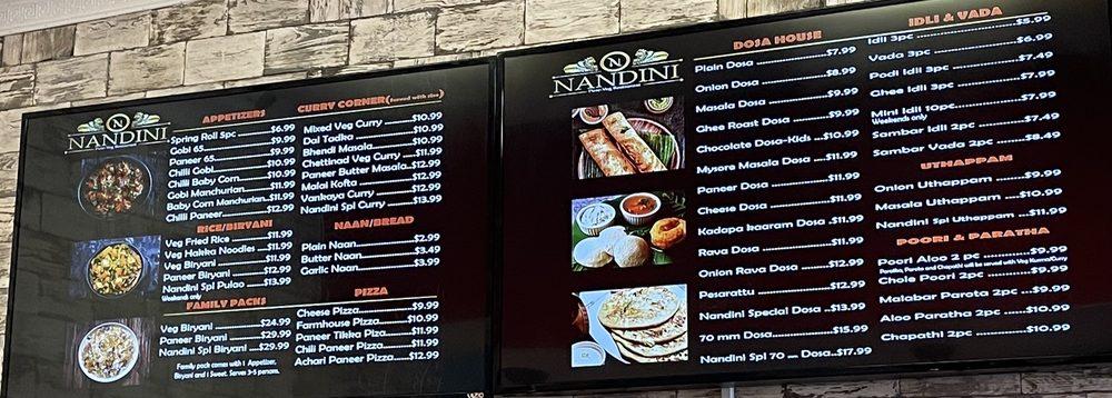 Menu at Nandini - Pure Veg Restaurant, Cary
