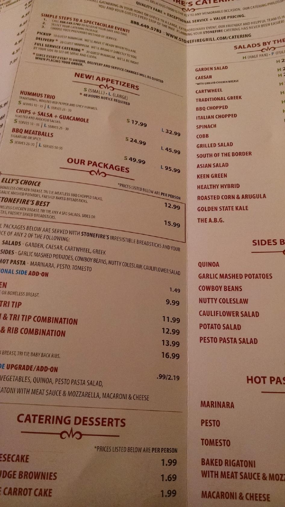 Menu at Stonefire Grill BBQ, Los Angeles, Fallbrook Ave
