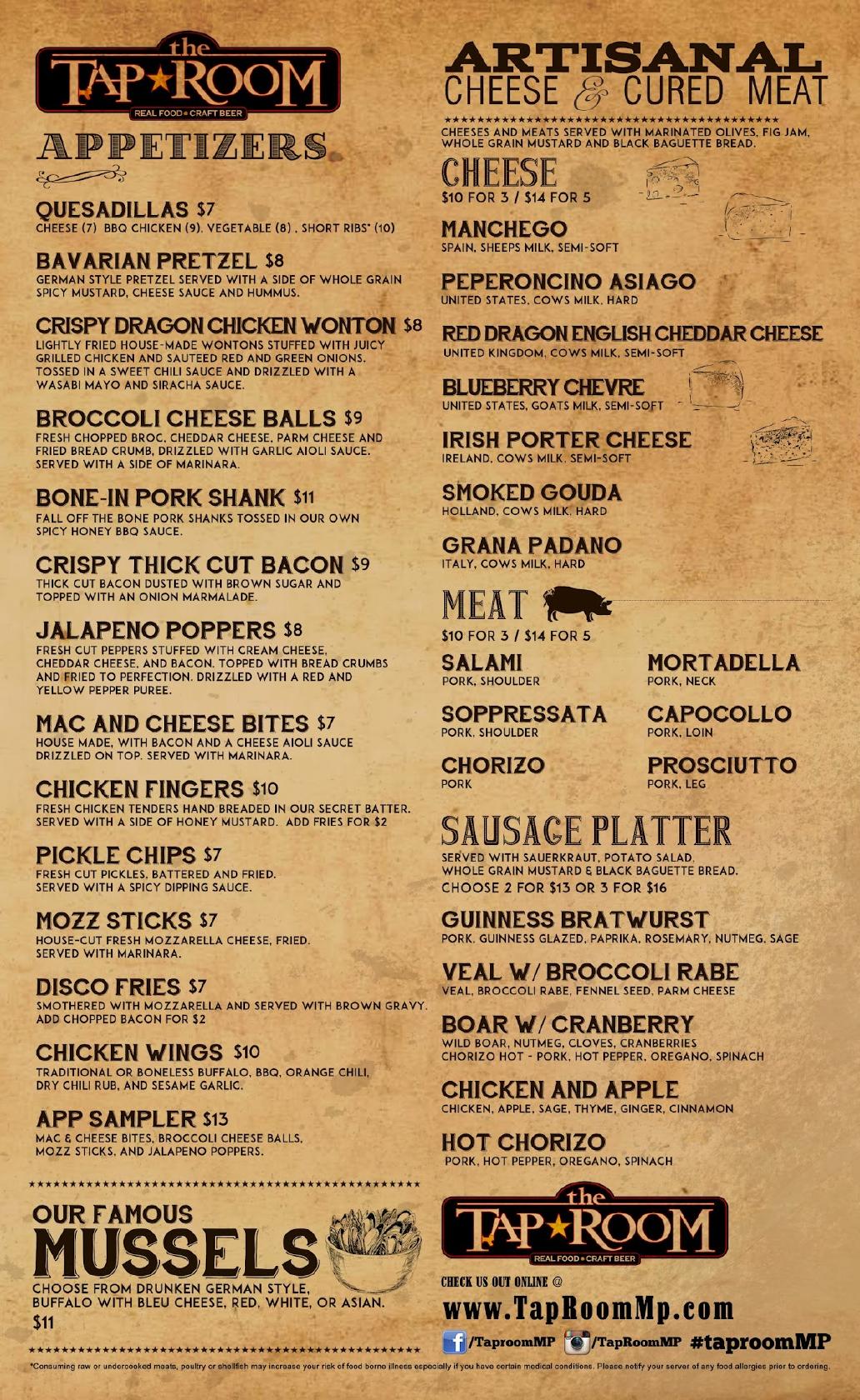Menu at Tap Room pub & bar, Massapequa Park