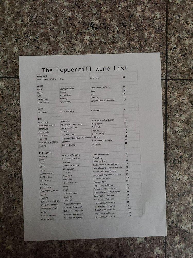 Menu at The Peppermill: Steakhouse and Cocktail, Tempe
