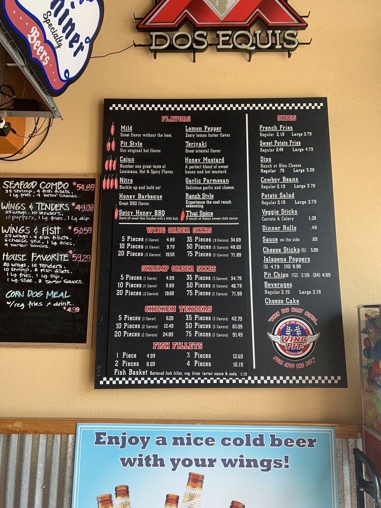 Menu at Wing Pit restaurant, Denton, S Loop 288 #397