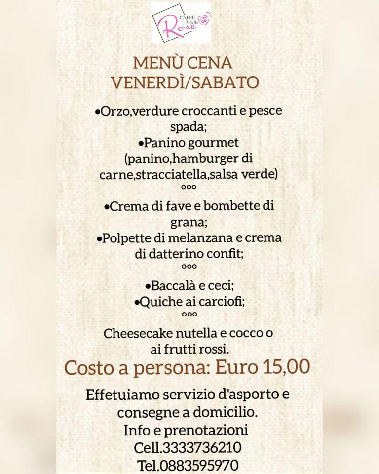 Menu da Caffè delle Rose pub & bar, Andria