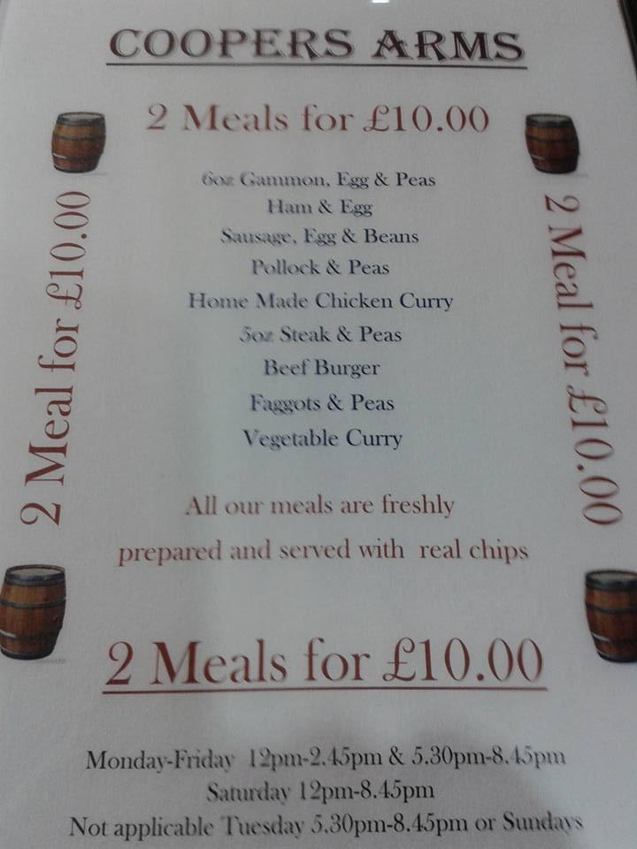 Menu at The Coopers Arms pub & bar, Hengoed