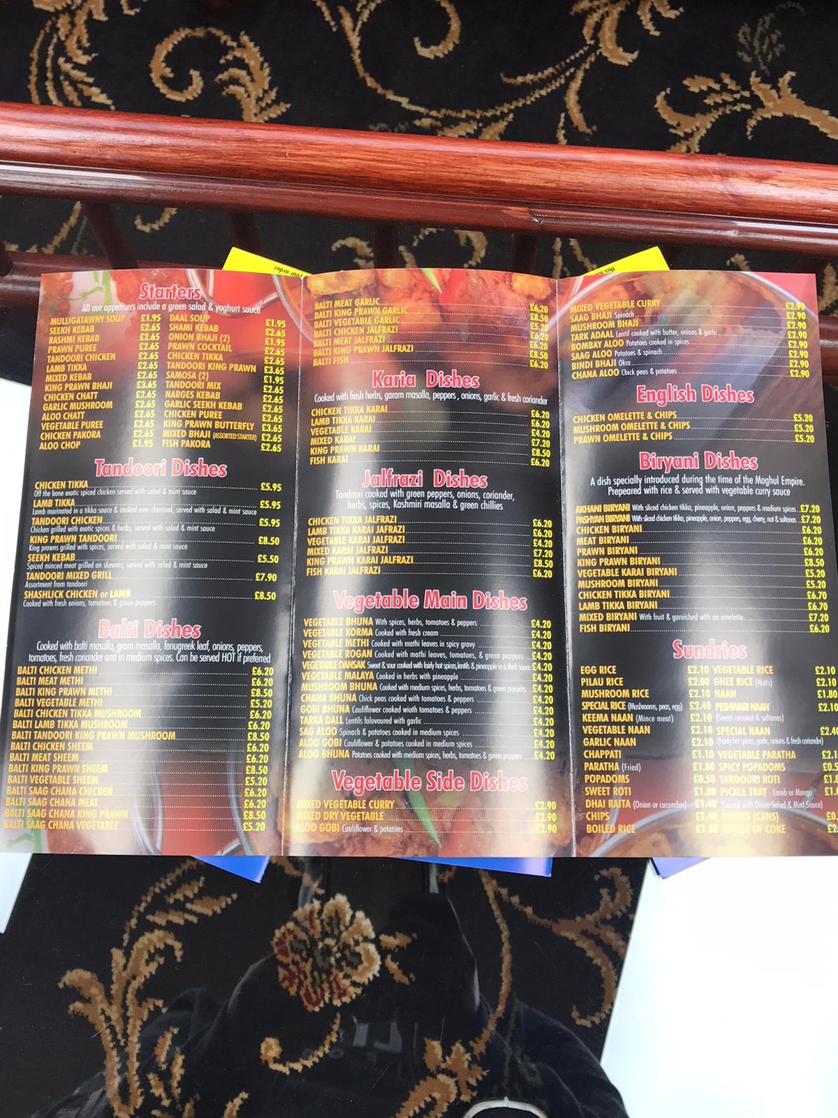 Menu at Jaipur Tandoori House fast food, Sheffield