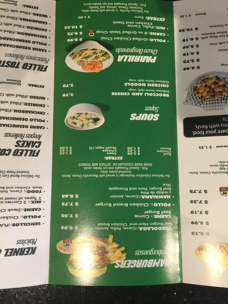Menu at Los Verdes Coral way restaurant, Tamiami, SW 137th Ave