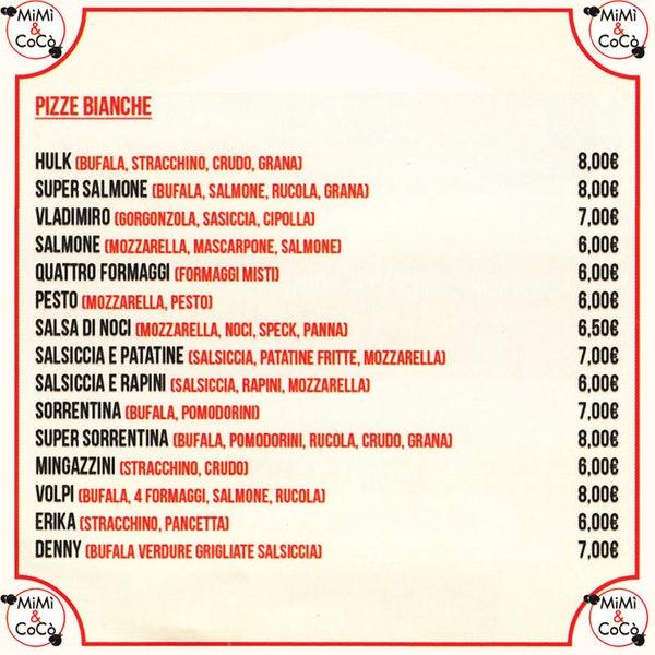 Menu at Pizzeria Ristorante Mimi&coco, La Spezia