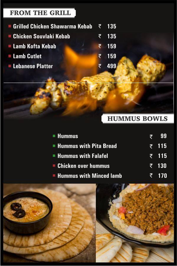 Menu at The Original Shawarma, India
