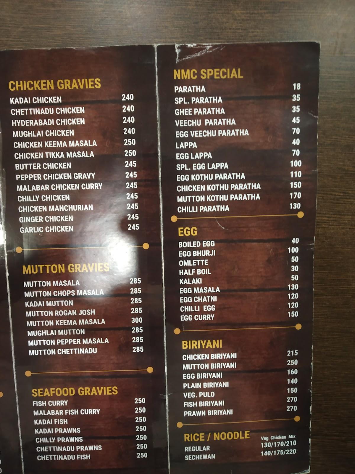 Menu at Chidambaram New Moorthy Cafe, Chennai