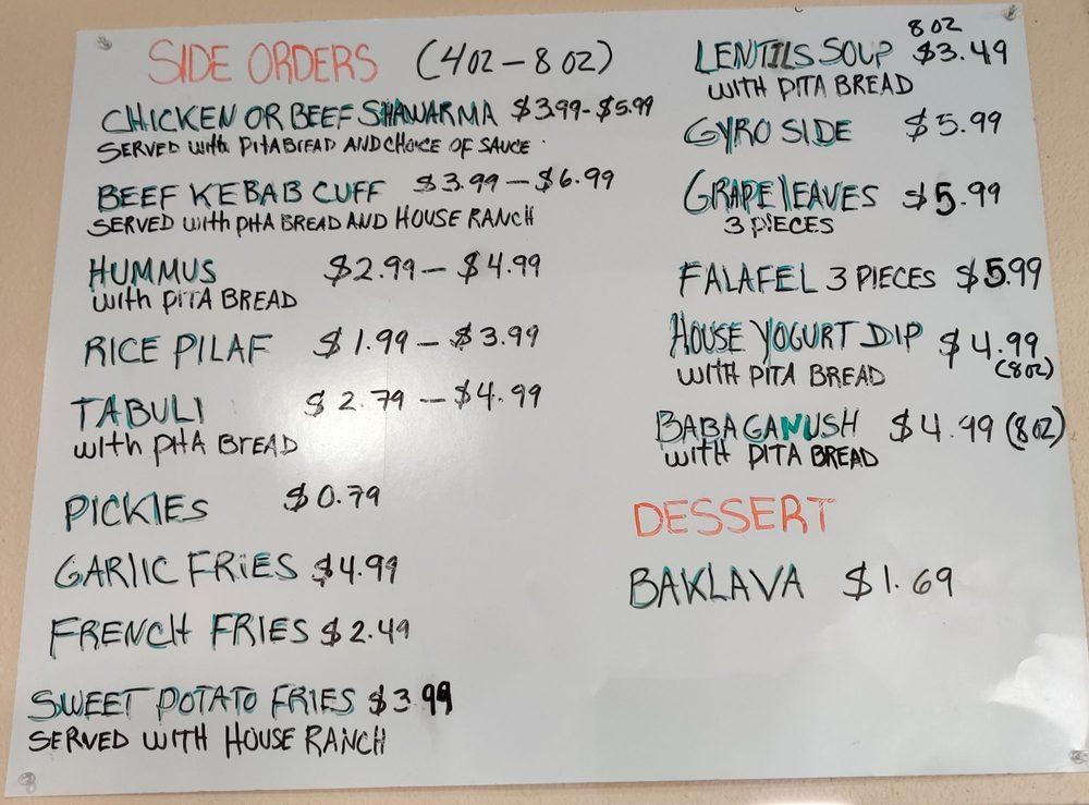 Menu at Pita House restaurant, Madera