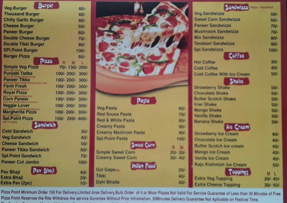 Menu at Pizza point Rania, Rania