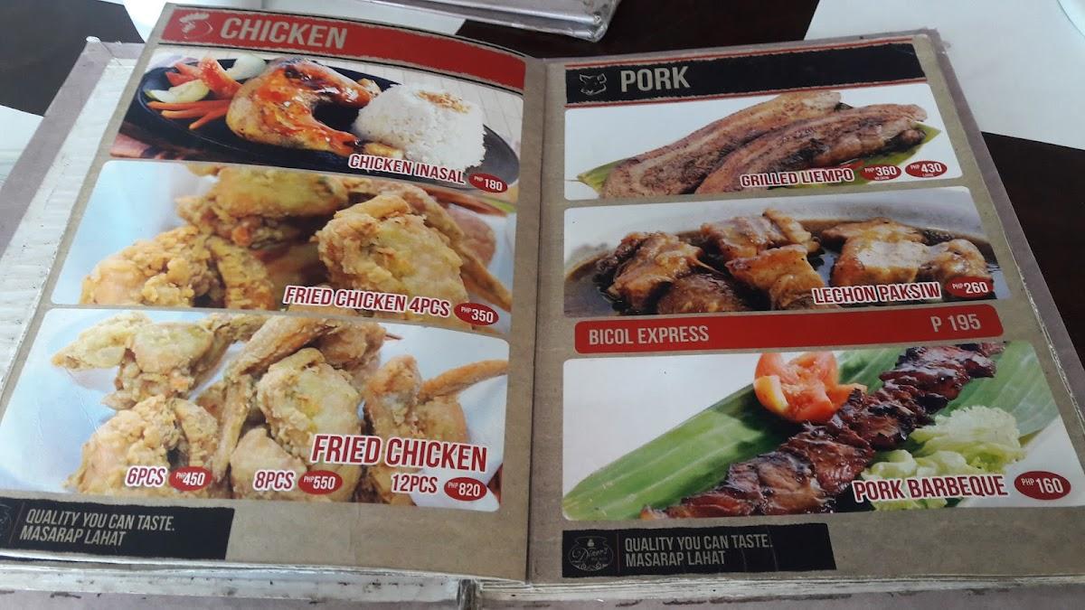 Menu at Diner's Original Bulalo restaurant, Tagaytay, 3WXC+CQ2