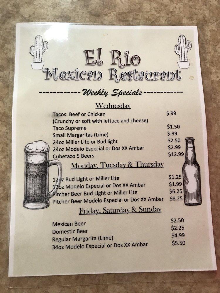Menu at El Rio Mexican Restaurant, Butner, 316 Central Ave